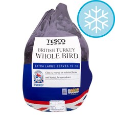Tesco British Frozen Extra Large Basted Whole Turkey Bird 7.0-8.8Kg ...