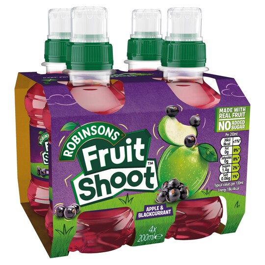 Robinsons Fruit Shoots Blackcurrant & Apple No Added Sugar 4X200ml ...