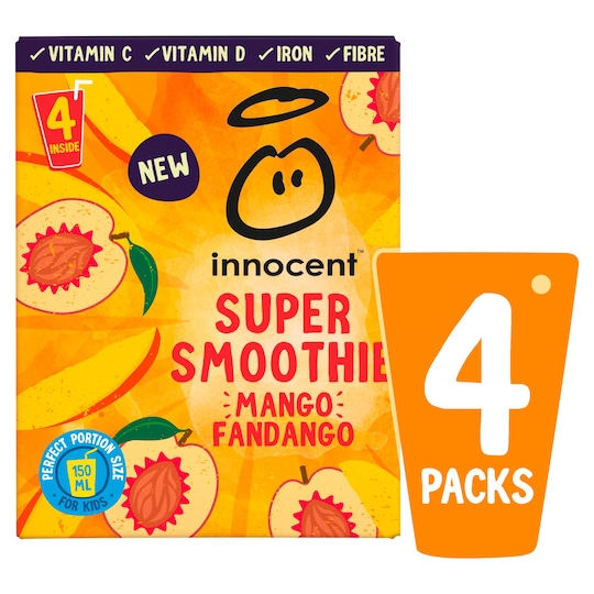 Innocent Super Smoothie Mango Fandango 4X150ml - Tesco Groceries