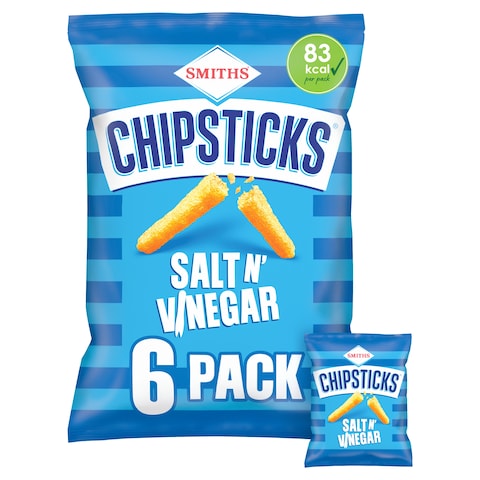 Smiths Chipsticks Multipack Crisps - Salt & Vinegar 6 x 17g - Tesco ...