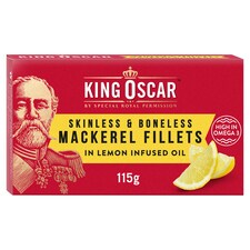 King Oscar Skinless Boneless Mackerel In Lemon Oil 115G - Tesco Groceries