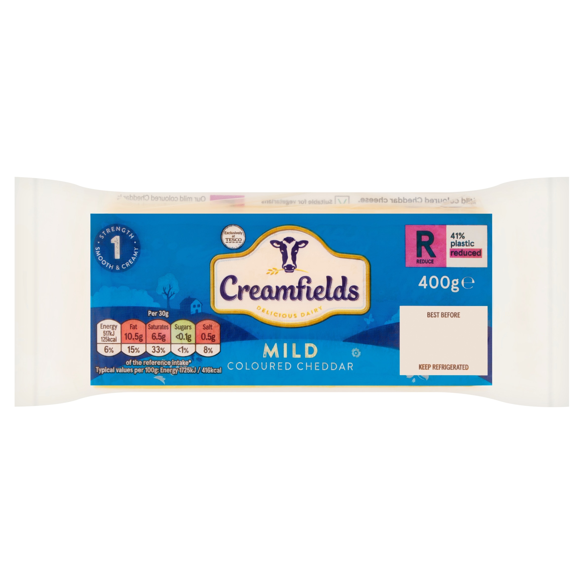 Creamfields Mild Coloured Cheddar 400G - Tesco Groceries