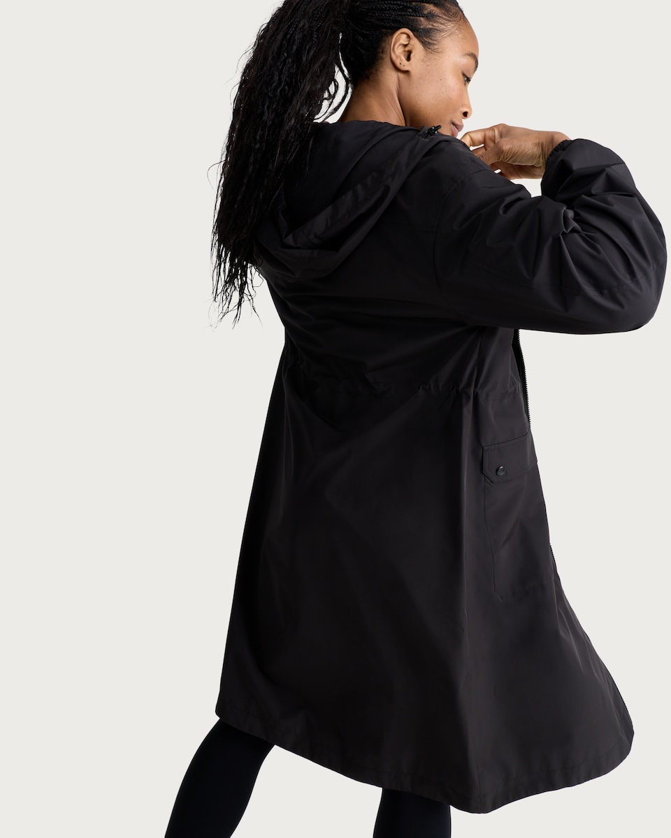 F&F Hooded Longline Shower Resistant Raincoat in Black - Tesco Groceries