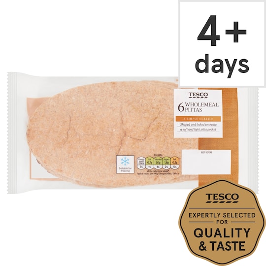 Tesco 6 Wholemeal Pitta Bread - Tesco Groceries