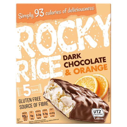 Rocky Rice Bars Choco And Orange 5 Pack 90G - Tesco Groceries
