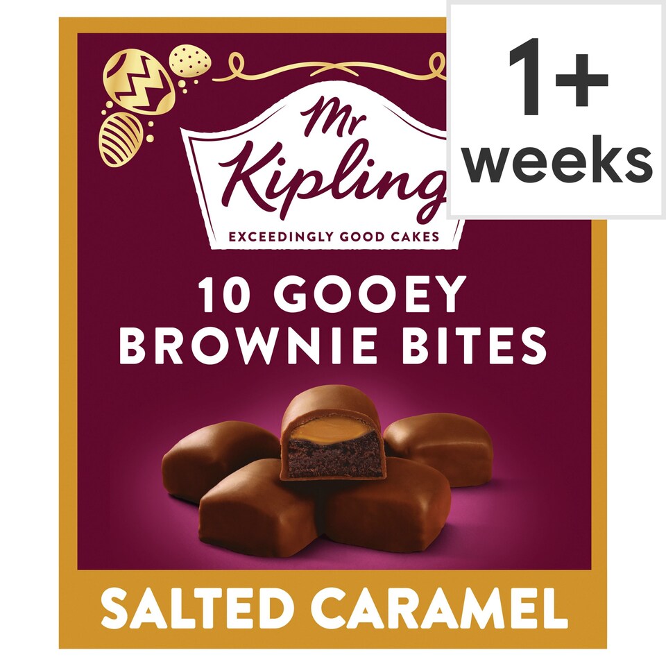 Mr Kipling Gooey Brownie Bites Salted Caramel 10 Pack - Tesco Groceries