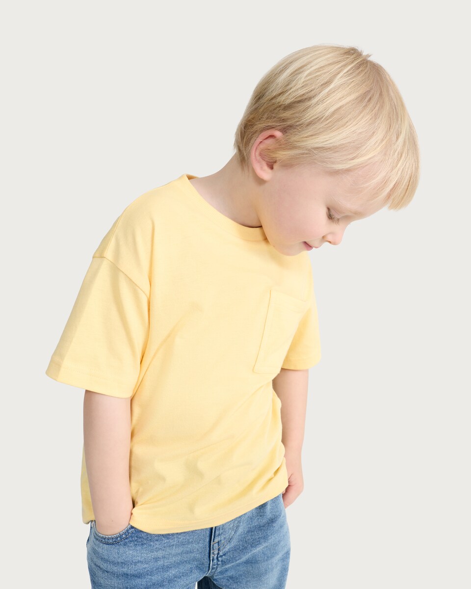 F&F Boys Pure Cotton Pocket Front Short Sleeved T-Shirt in Yellow ...