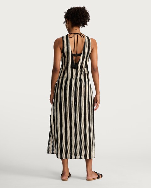 F&F Cotton Rich Striped Crochet Maxi Beach Dress in Multi Black - Tesco ...