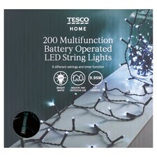 Tesco 200 Multifunction Bright White Battery Christmas Tree Lights ...