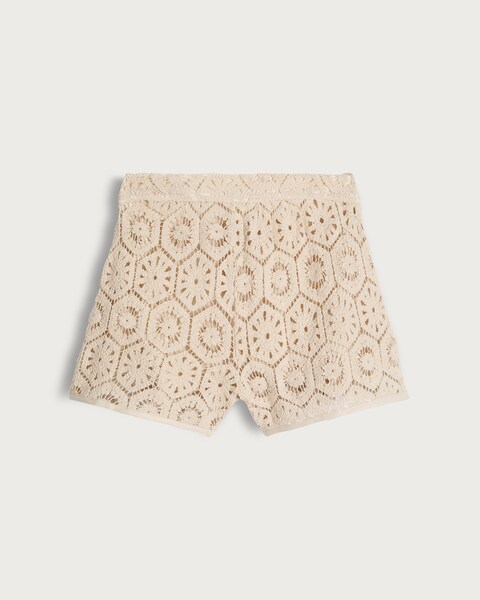 F&F Cotton Rich Crochet Lace Shorts in Cream - Tesco Groceries