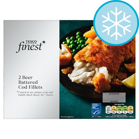 Tesco Finest 2 Beer Battered Cod Fillets 300g - Tesco Groceries