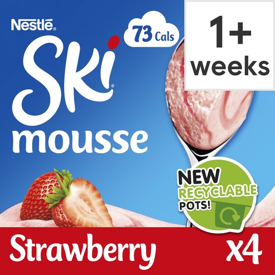Ski Fruit Mousse Strawberry & Strawberry 4X60g - Tesco Groceries