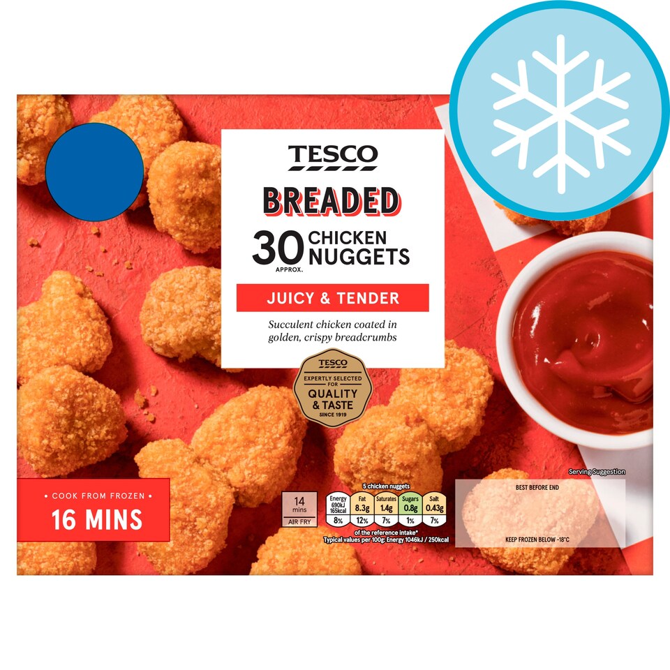 Tesco Breaded 30 Chicken Nuggets 450g - Tesco Groceries