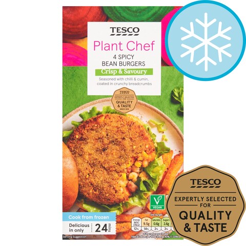 Tesco Plant Chef 4 Spicy Bean Burgers 454G - Tesco Groceries