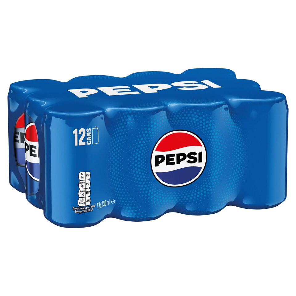 Pepsi Cola Soft Drink 12 X 330Ml - Tesco Groceries