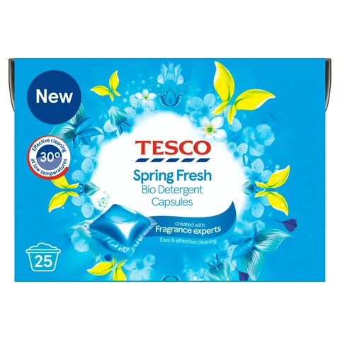Tesco Spring Fresh Bio Detergent Capsules 25W 425ml - Tesco Groceries