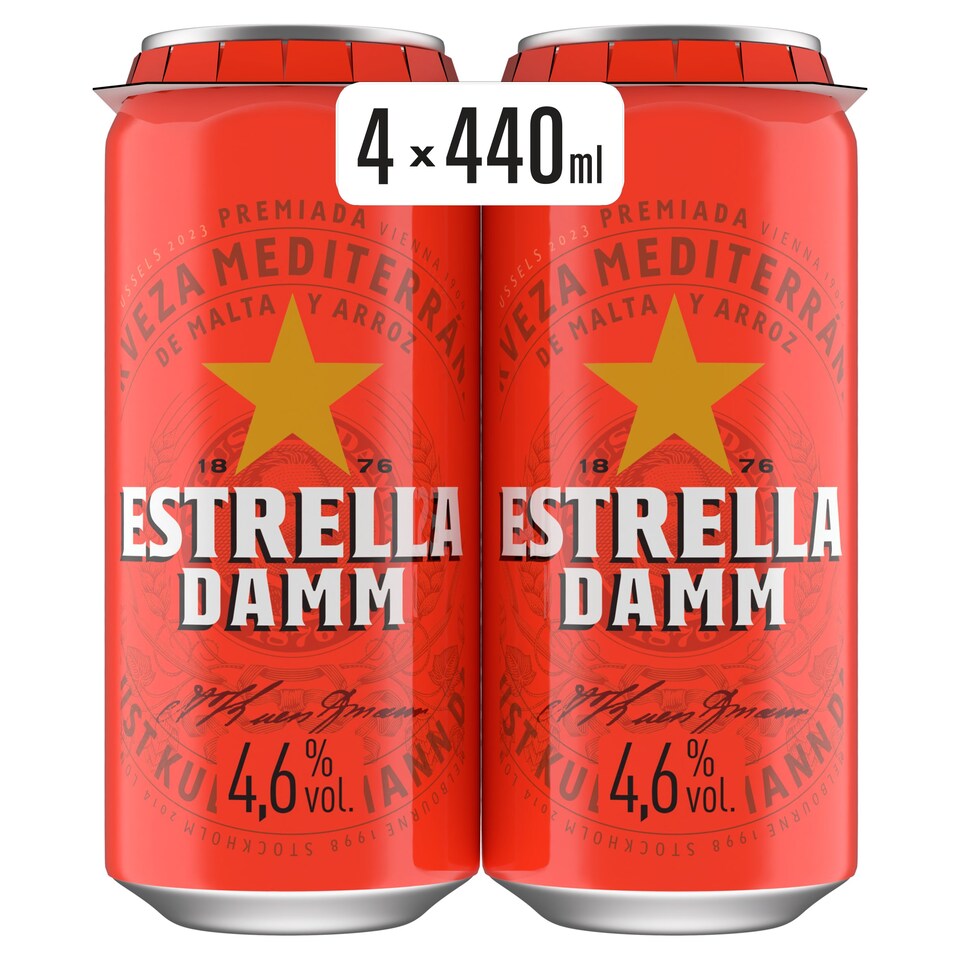 Estrella Damm Lager 4x440ml - Tesco Groceries