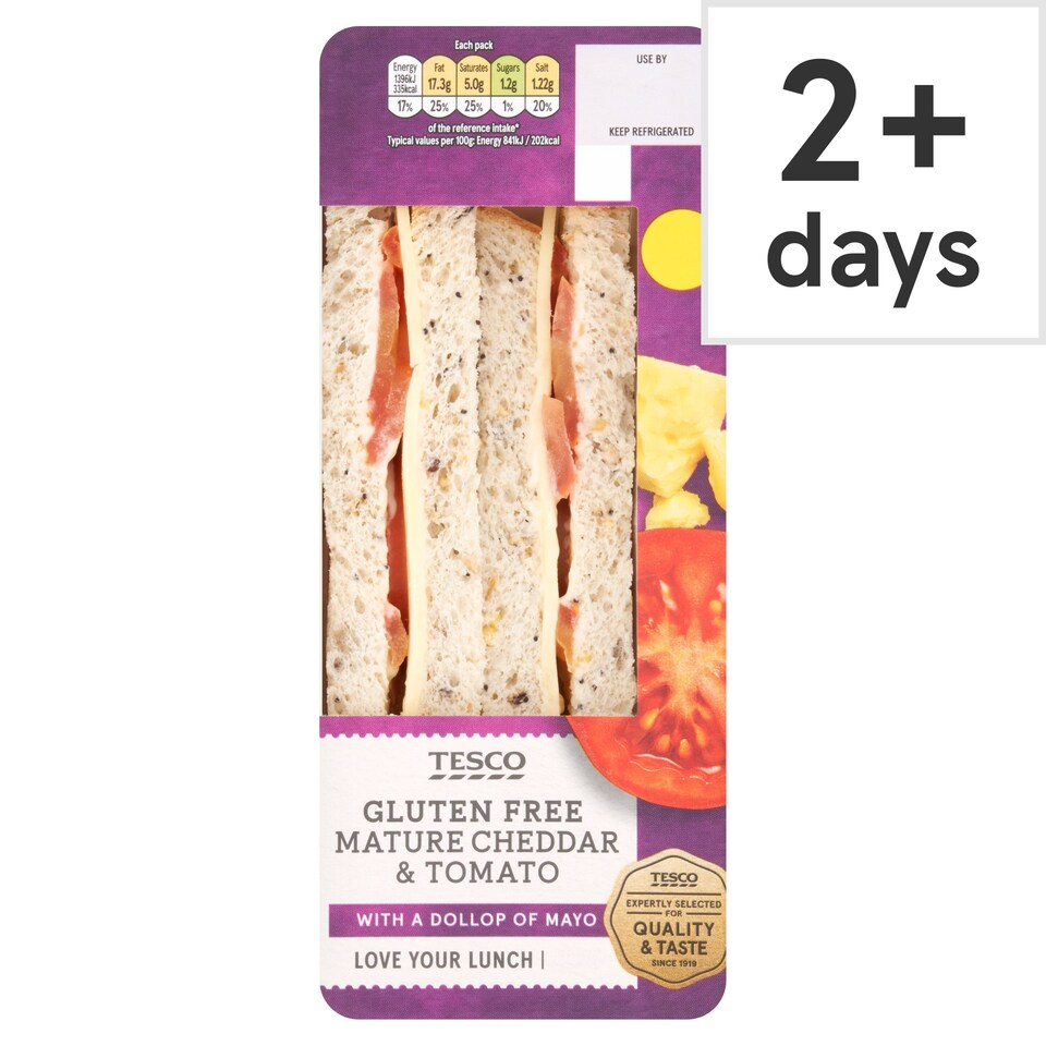Tesco Gluten Free Cheese & Tomato Sandwich - Tesco Groceries