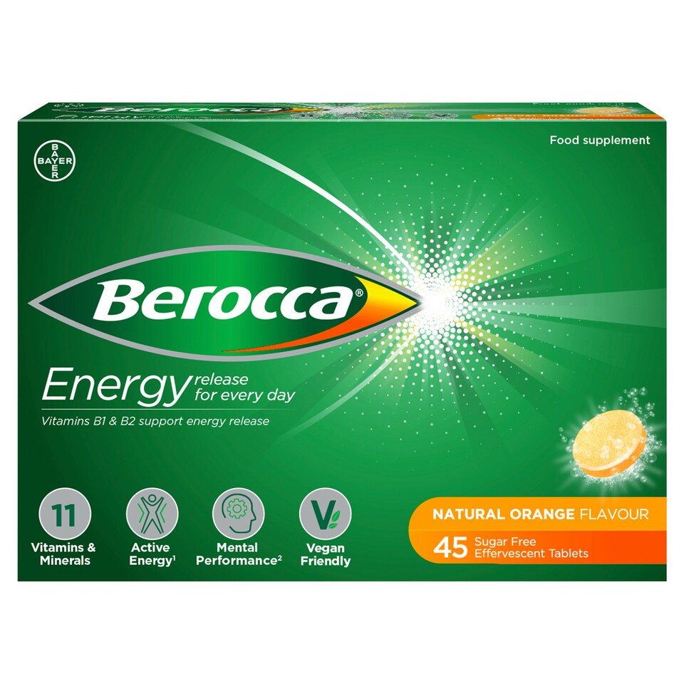 Berocca Natural Orange Vitamin and Mineral Effervescent Energy Tablets ...