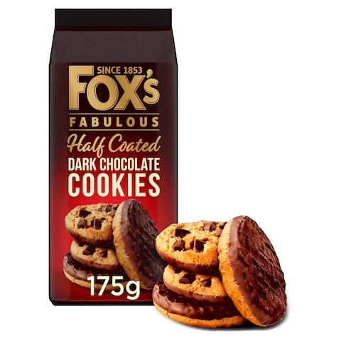 Fox's Fabulous Half Coated Dark Chocolate Cookies 175g - Tesco Groceries