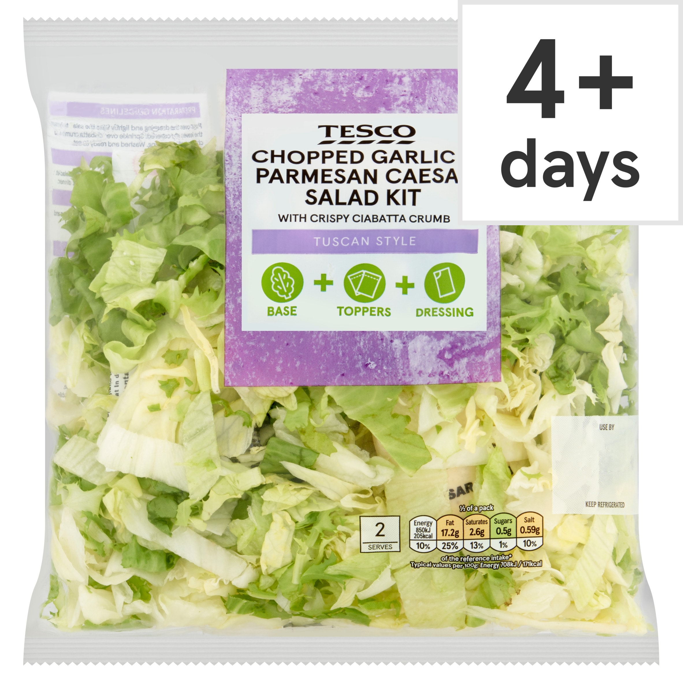 Tesco Chopped Garlic & Parmesan Caesar Salad Kit 240g - Tesco Groceries