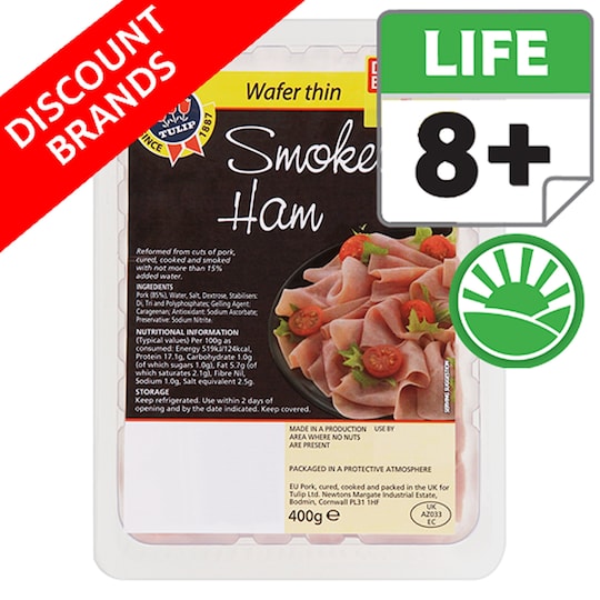 Tulip Wafer Thin Smoked Ham 400G - Tesco Groceries