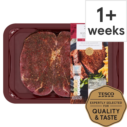 Tesco 2 Beef Ranch Steaks With Garlic & Chilli 250G - Tesco Groceries