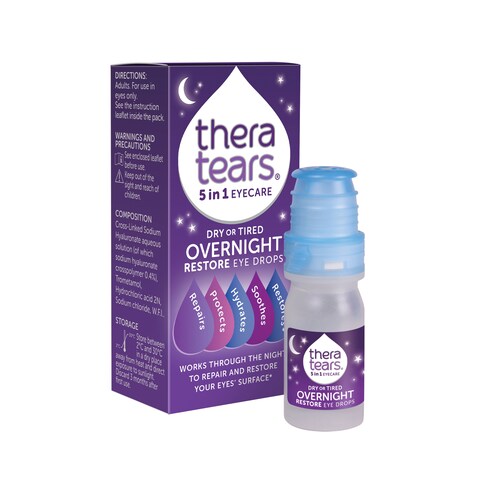 Thera Tears 5 in 1 Eyecare Dry or Tired Overnight Restore Eye Drops ...