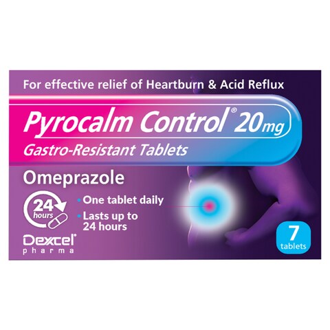 Pyrocalm Control Omeprazole 20Mg Tablets 7'S - Tesco Groceries