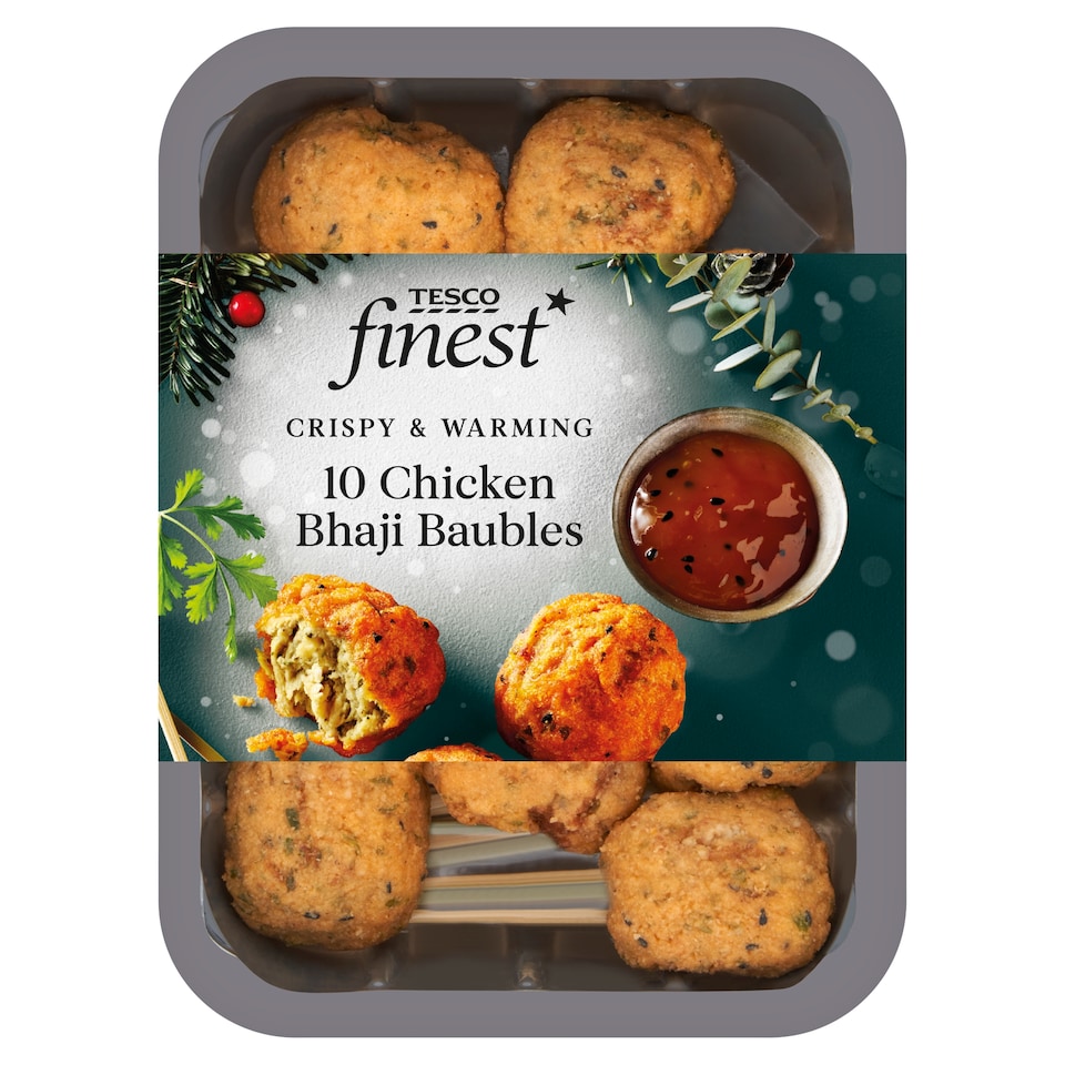 Tesco Finest 10 Chicken Bhaji Baubles with Mango & Kalonji Chutney 310g ...
