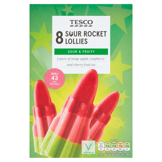 Tesco Sour Rocket Lollies 8X58ml - Tesco Groceries
