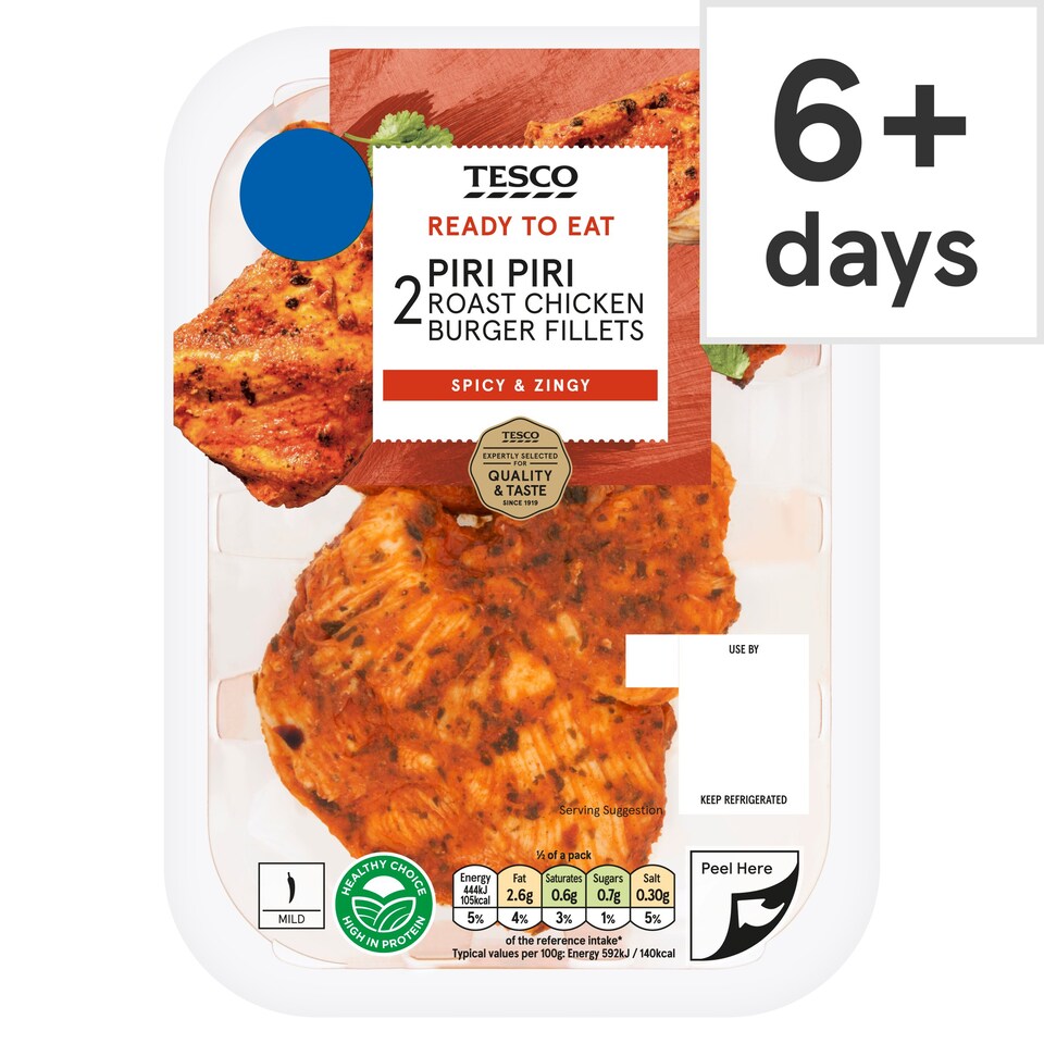 Tesco 2 Peri Peri Roast Chicken Burger Fillets 150g - Tesco Groceries
