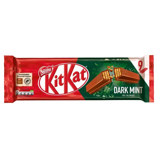 Kit Kat 2 Finger Dark Mint Biscuits 9 Pack 1863g Tesco Groceries