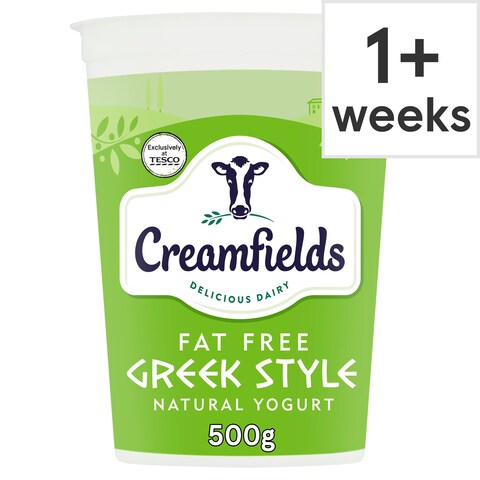 Creamfields Fat Free Greek Style Natural Yogurt 500G - Tesco Groceries