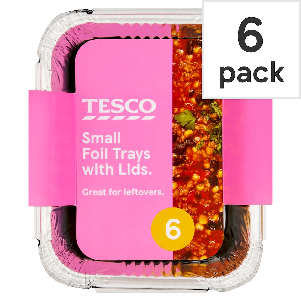 Tesco Small Foil Trays with Lids 6 Pack - Tesco Groceries