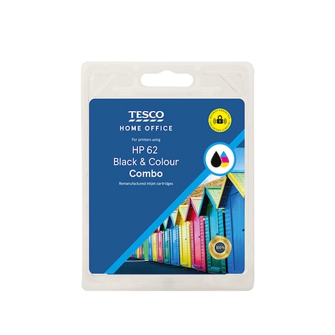 Tesco HP62 Remanufactured Black & Colour Combo Printer Ink Cartridges ...