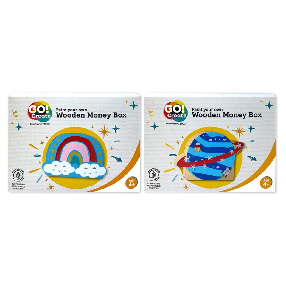 Go Create Paint Your Own Wooden Money Box - Tesco Groceries