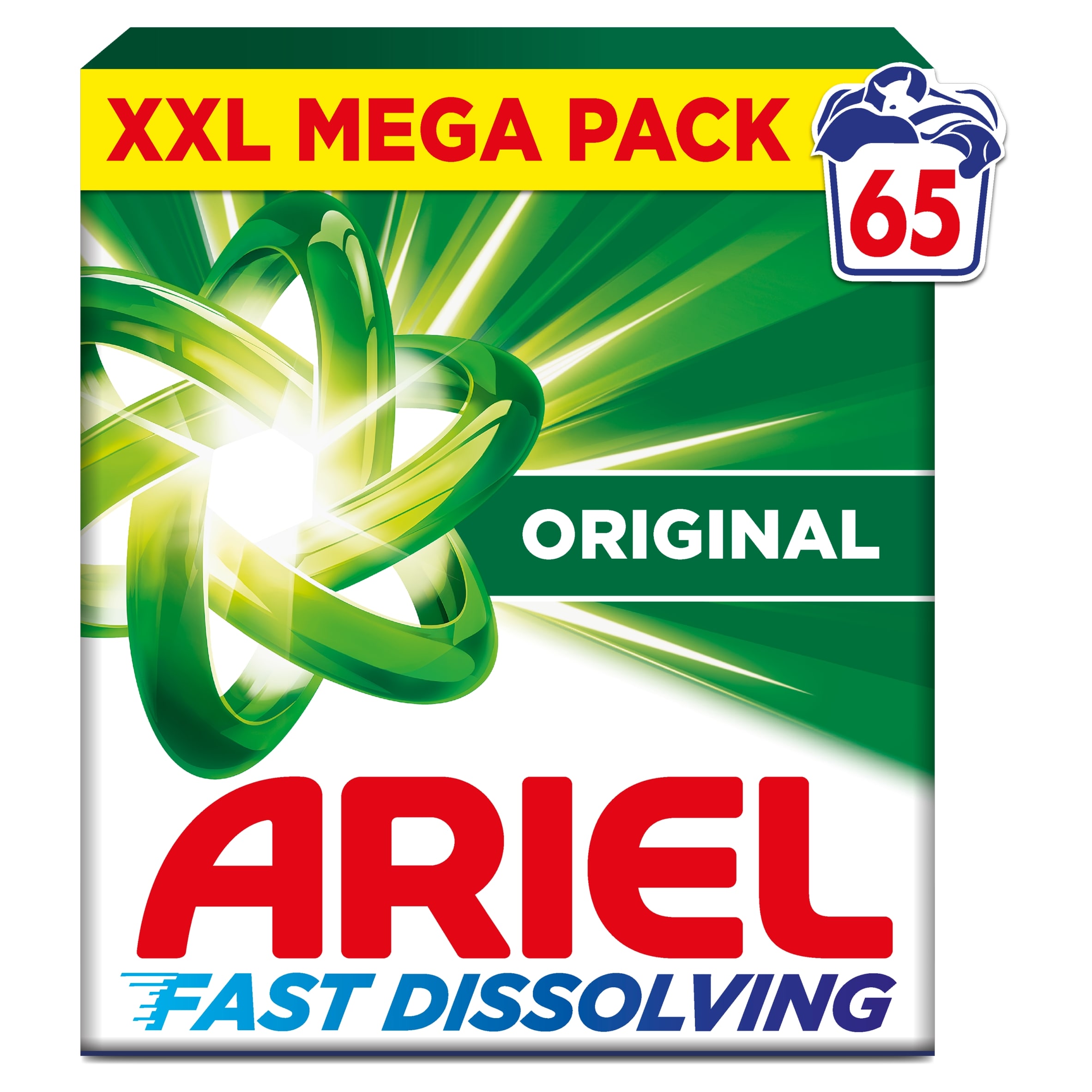 Ariel Fast dissolving Laundry Detergent Original 65 Washes 3250g ...