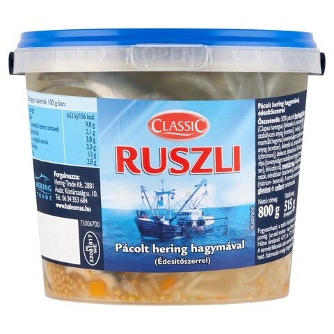 Classic Ruszli pácolt hering hagymával, édesít&szerrel 800 g - Tesco ...