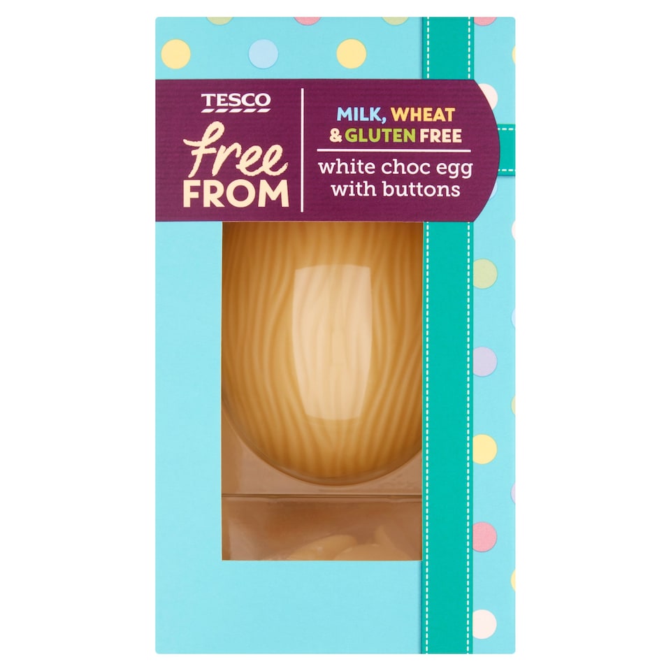 TESCO FREE FROM WHITE CHOC EGG WITH BUTTONS 65G - Tesco Groceries
