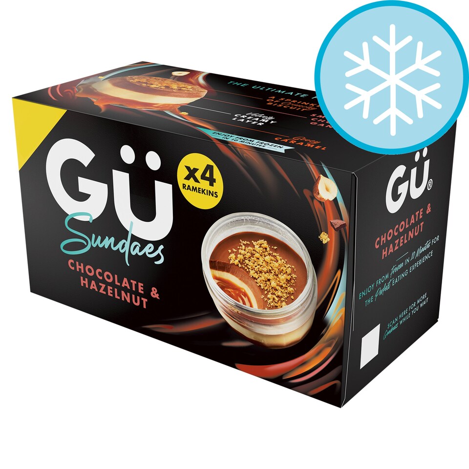 Gu Frozen Caramel, Chocolate & Hazelnut Sundae 4 x 79g - Tesco Groceries