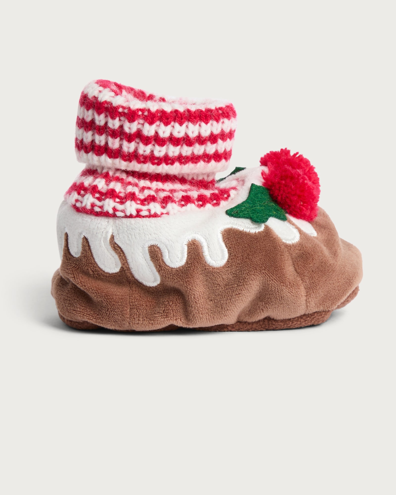 F&F Baby Fleece Christmas Pudding Booties in Brown - Tesco Groceries