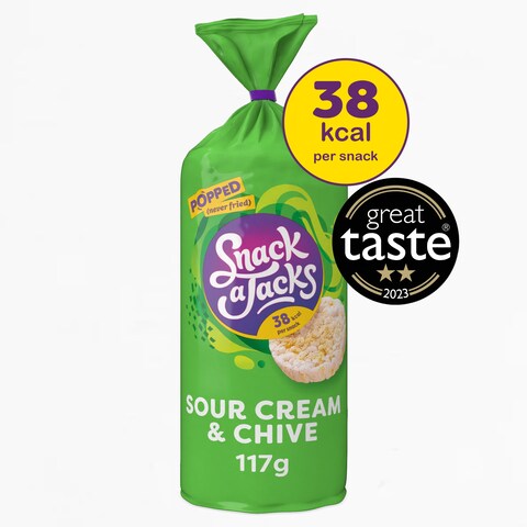 Snack a Jacks Sour Cream & Chive Jumbo Rice Cakes 117g - Tesco Groceries