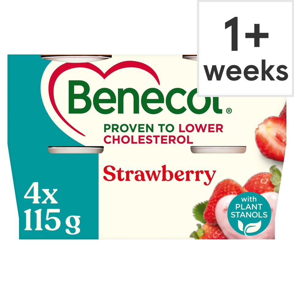 Benecol Strawberry Yogurt 4x115g - Tesco Groceries