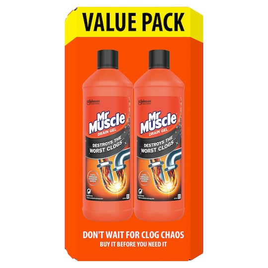 Mr Muscle Max Gel Unblocker 2 X 1000Ml - Tesco Groceries