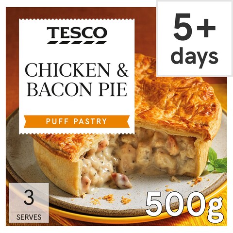 Tesco Chicken & Bacon Puff Pastry Pie 500G - Tesco Groceries