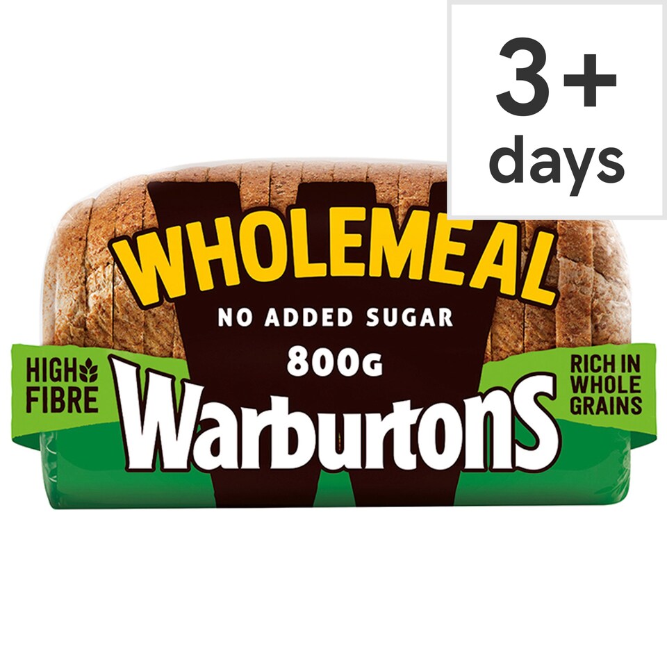 Warburtons Wholemeal Medium Bread 800G - Tesco Groceries