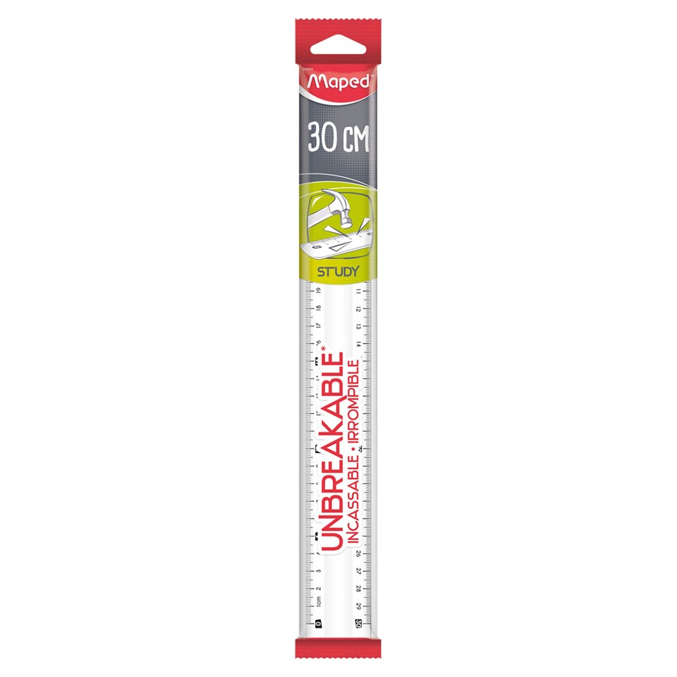 Maped Study 30 cm Transparent Unbreakable Plastic Ruler - Tesco Groceries