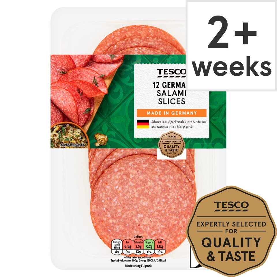 Tesco German Style Salami 12 Slices 125G - Tesco Groceries