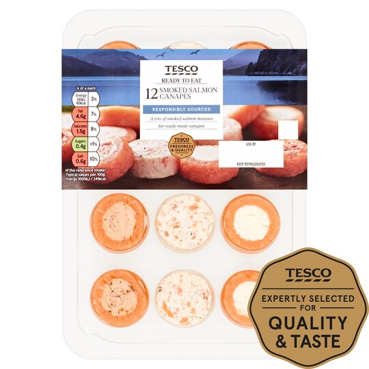Tesco 12 Smoked Salmon Canapes 100G - Tesco Groceries